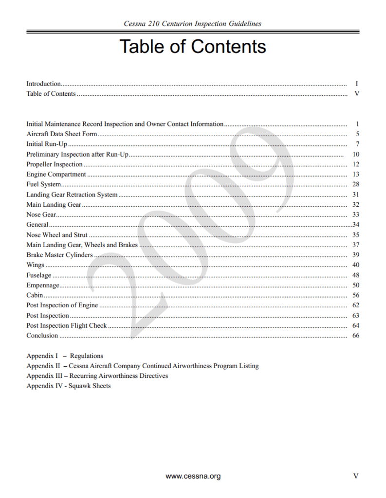 Cessna 210 Centurion Inspection Guidelines - Cessna Pilots Association